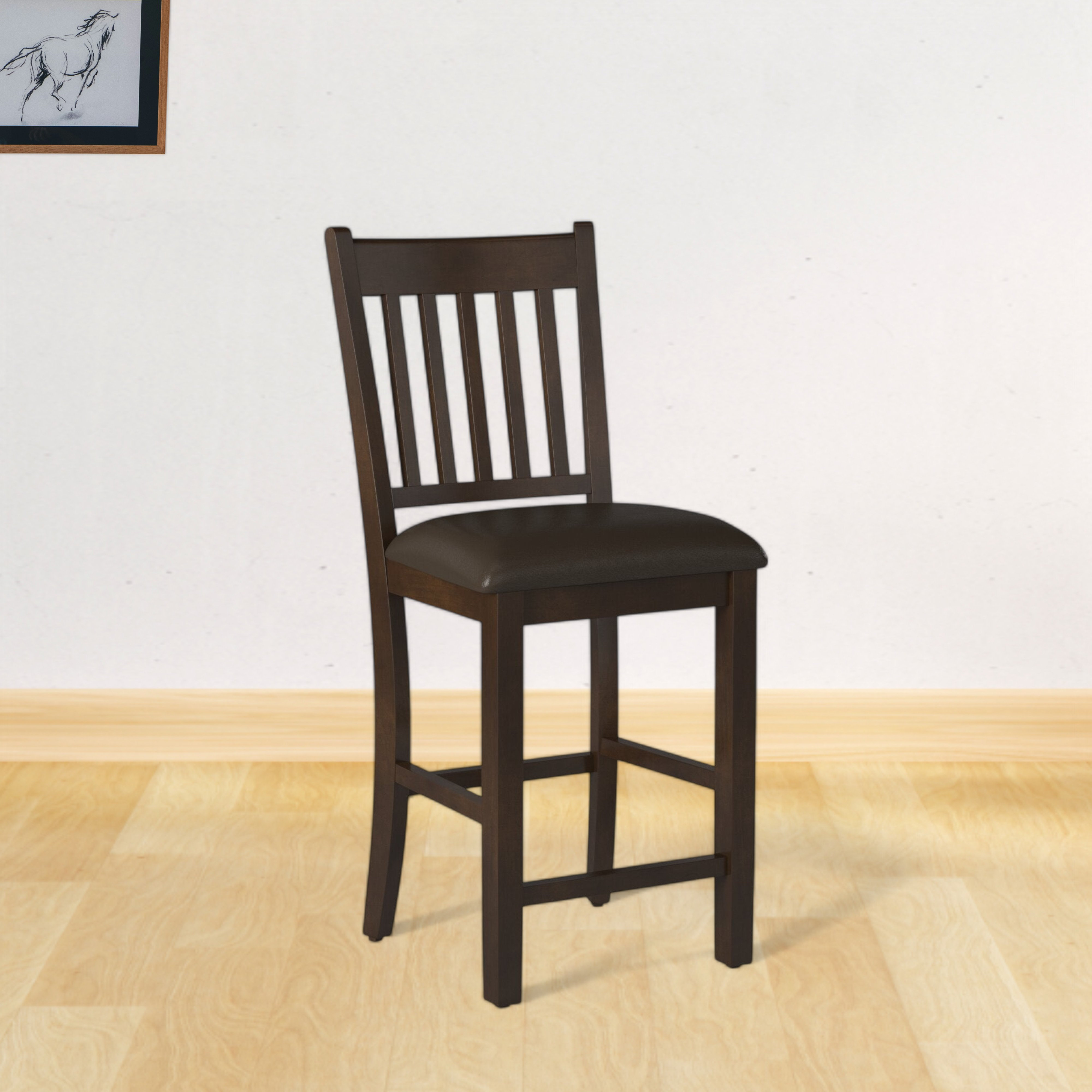 Red Barrel Studio® Breeze Espresso Faux Leather Pub Chair Set of 2 ...