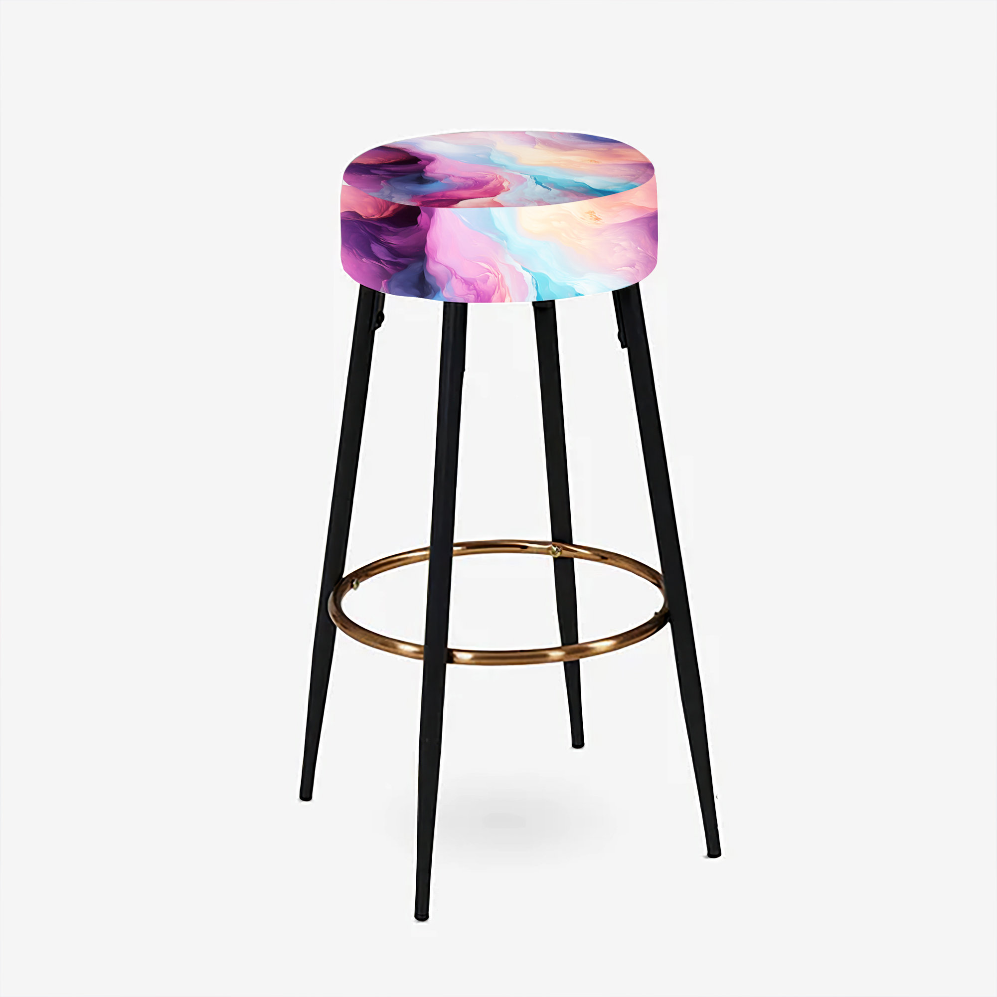 Design Art Multicolor Cosmic Marble Nebula - Marble Bar Stools Set Of 2 ...