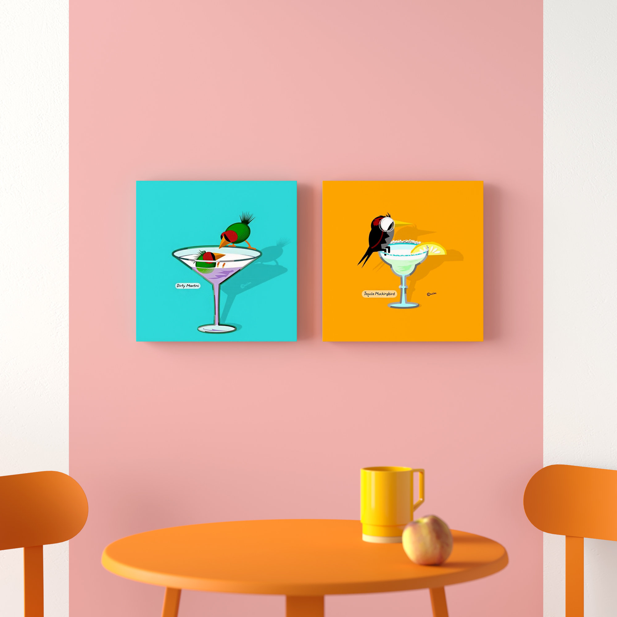 Bay Isle Home™ 'Cocktail Birds Series' Diptych 2 Piece Graphic Art on ...