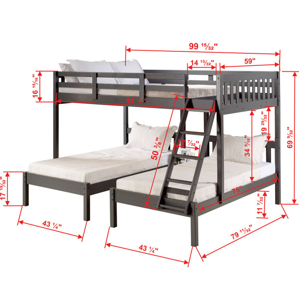 Harriet Bee Abye Twin Over Twin Over Full Triple Bed with Trundle ...