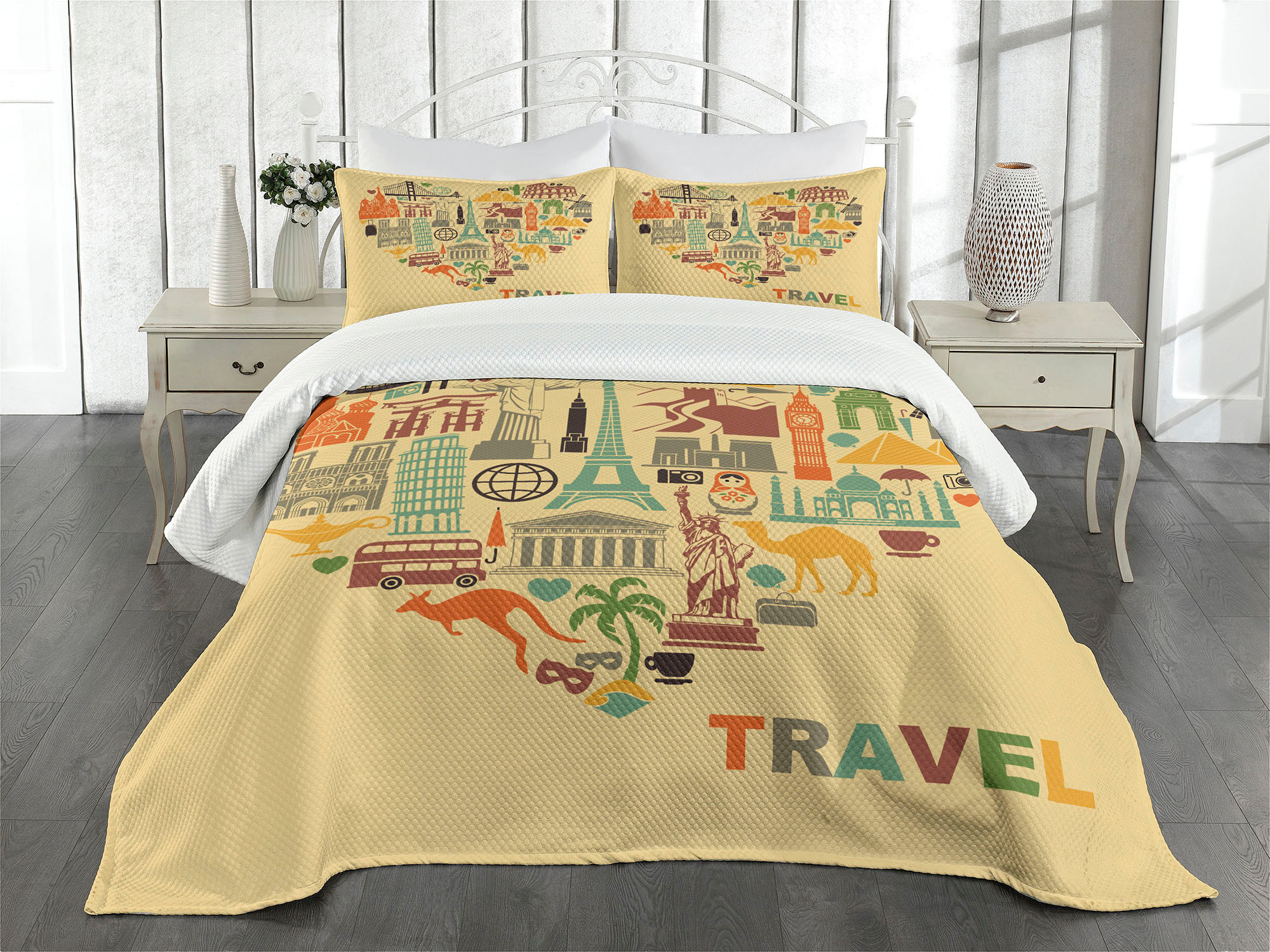 Ambesonne Travel Bedspread Set Architectural Monument Multicolor | Wayfair