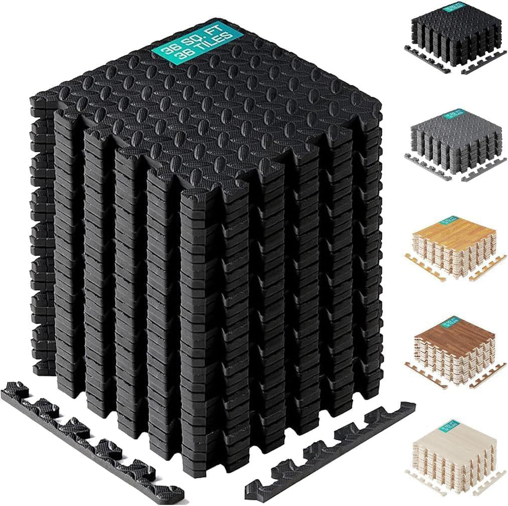 Bme Premium 12'' x 12'' x 0.45'' Thick EVA Interlocking Foam Floor Tiles, Non-Slip Floor Matting ...