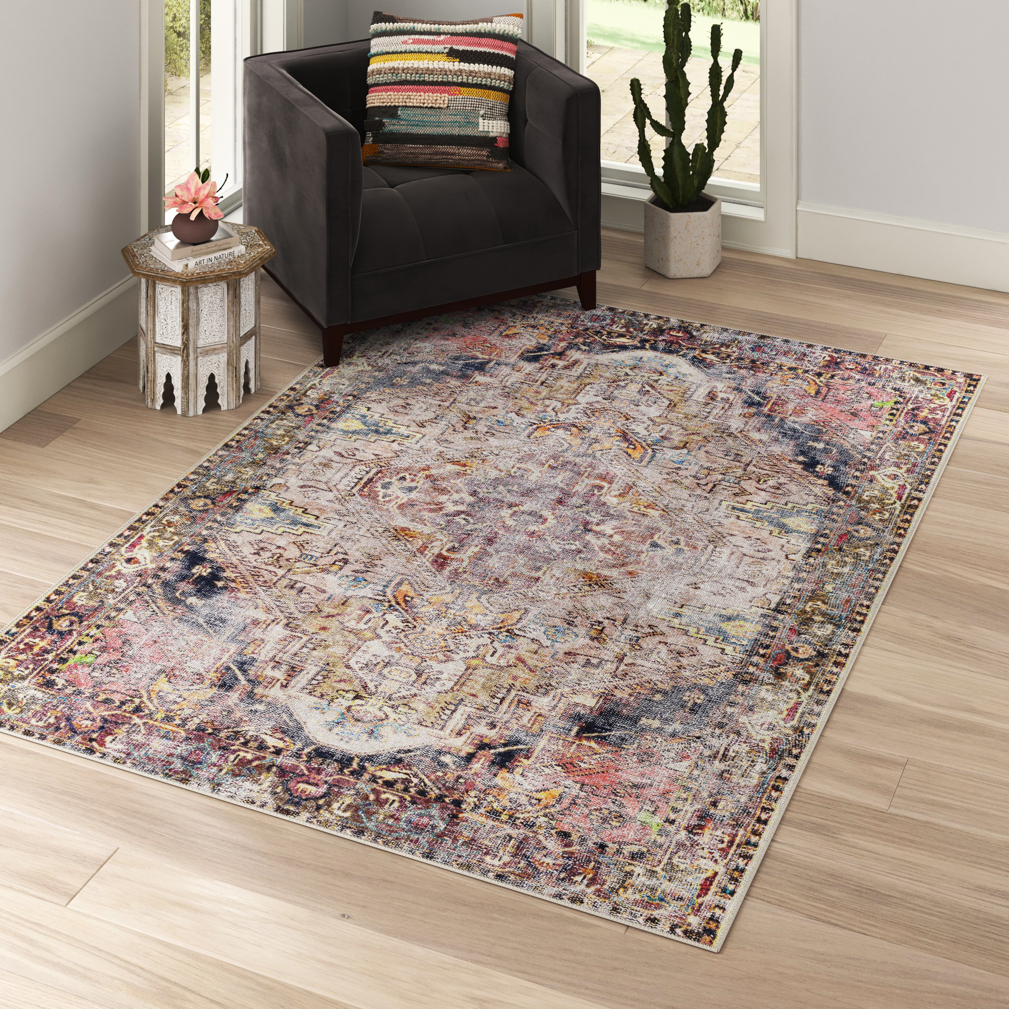 Langley Street® Glendale Heights Oriental Rose/Blue/Taupe Area Rug ...