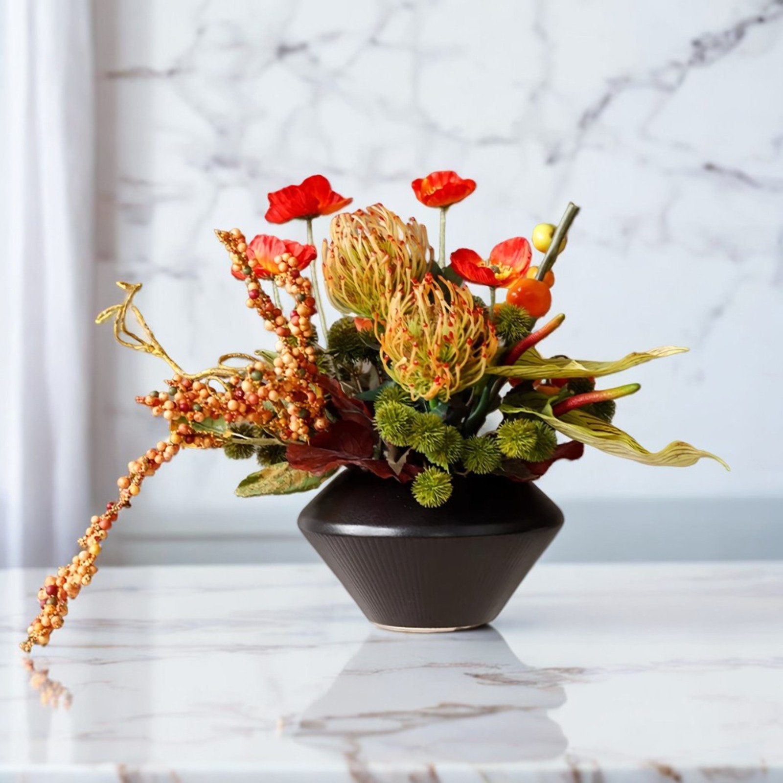 Padise Epoch Simulated Floral Ceramic Basin, Fake Floral Decoration ...