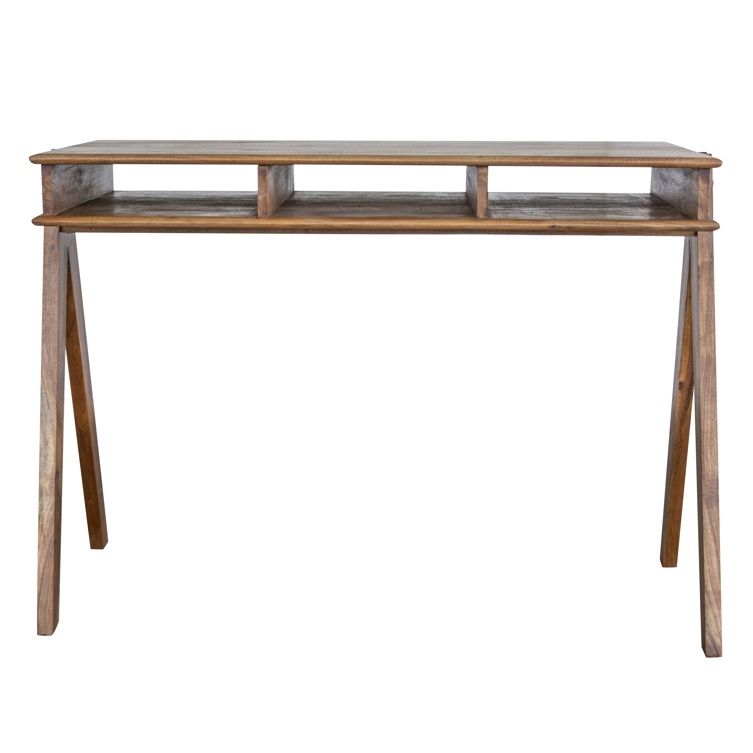 Millwood Pines Acacia Wood Desk With Storage Pockets & Reviews ...