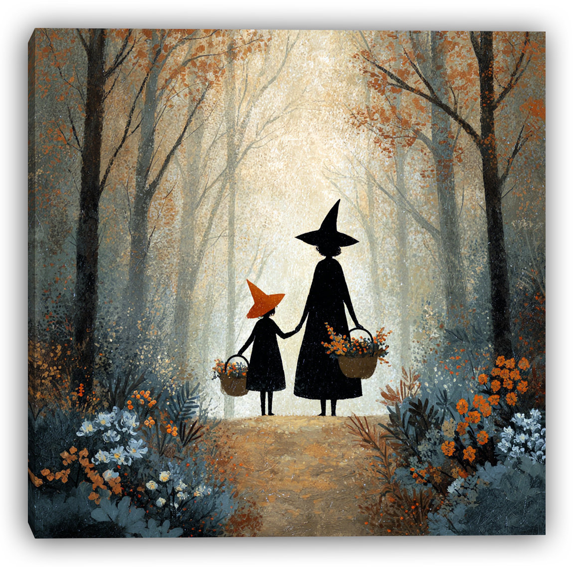 Ophelia & Co. Witch Walk in Autumn Woods Wrapped Canvas Wall Art | Wayfair