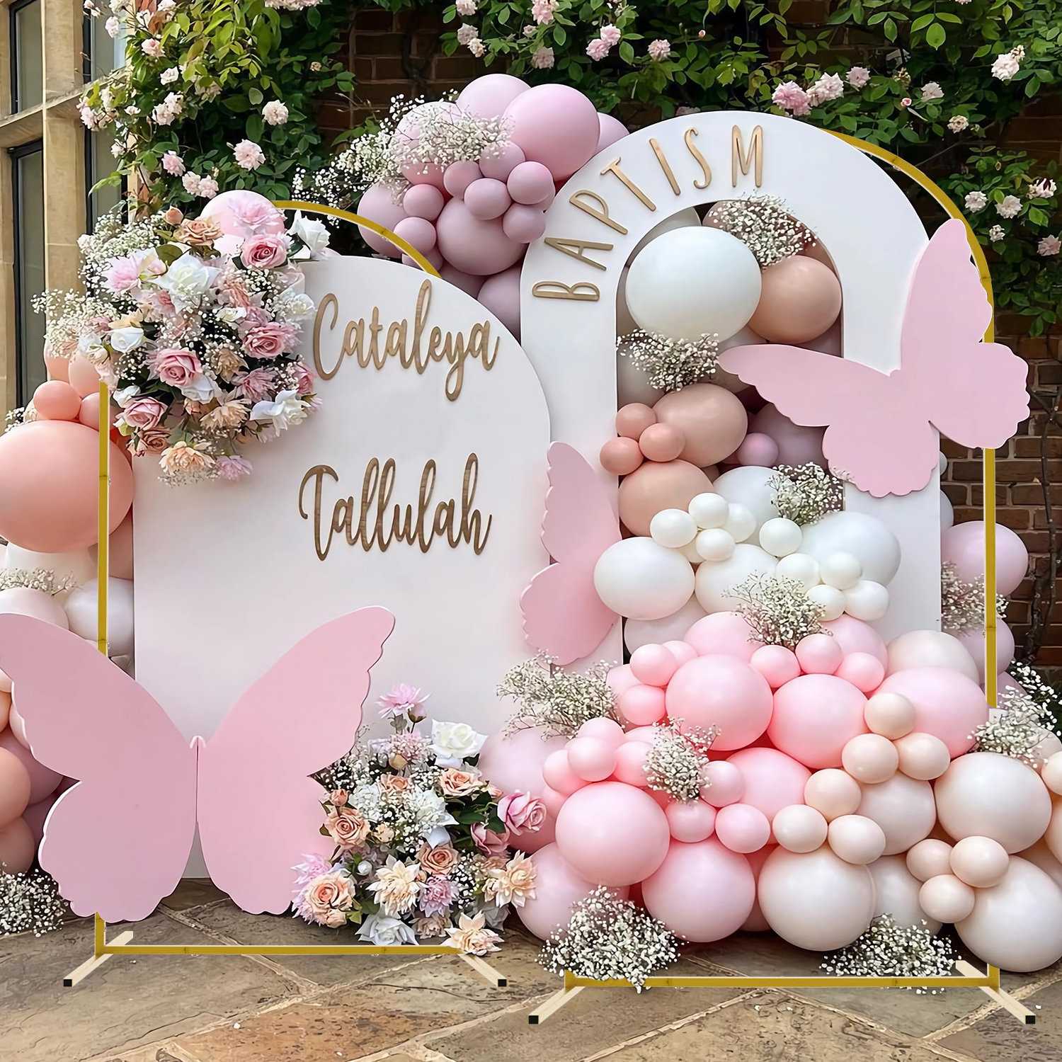 Deodar Wedding Arch Backdrop Stands (Pack of 2), Gold Metal Balloon ...