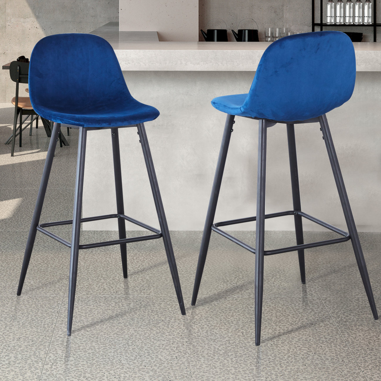 George Oliver Bar Stools Set Of 2, 30 Inches Velvet Barstool Modern ...