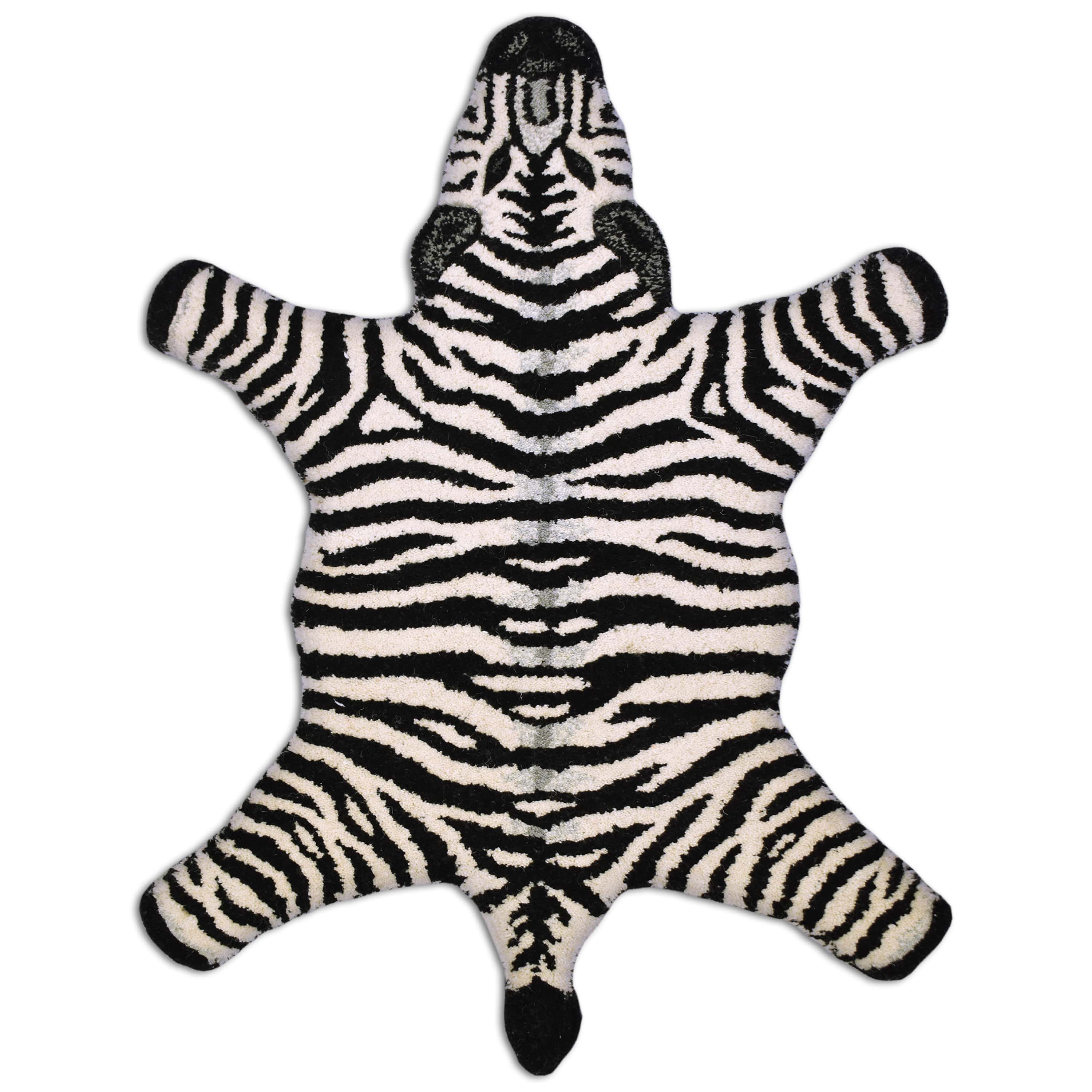 World Menagerie Duquense Animal Print Tufted Wool Black/White Area Rug ...