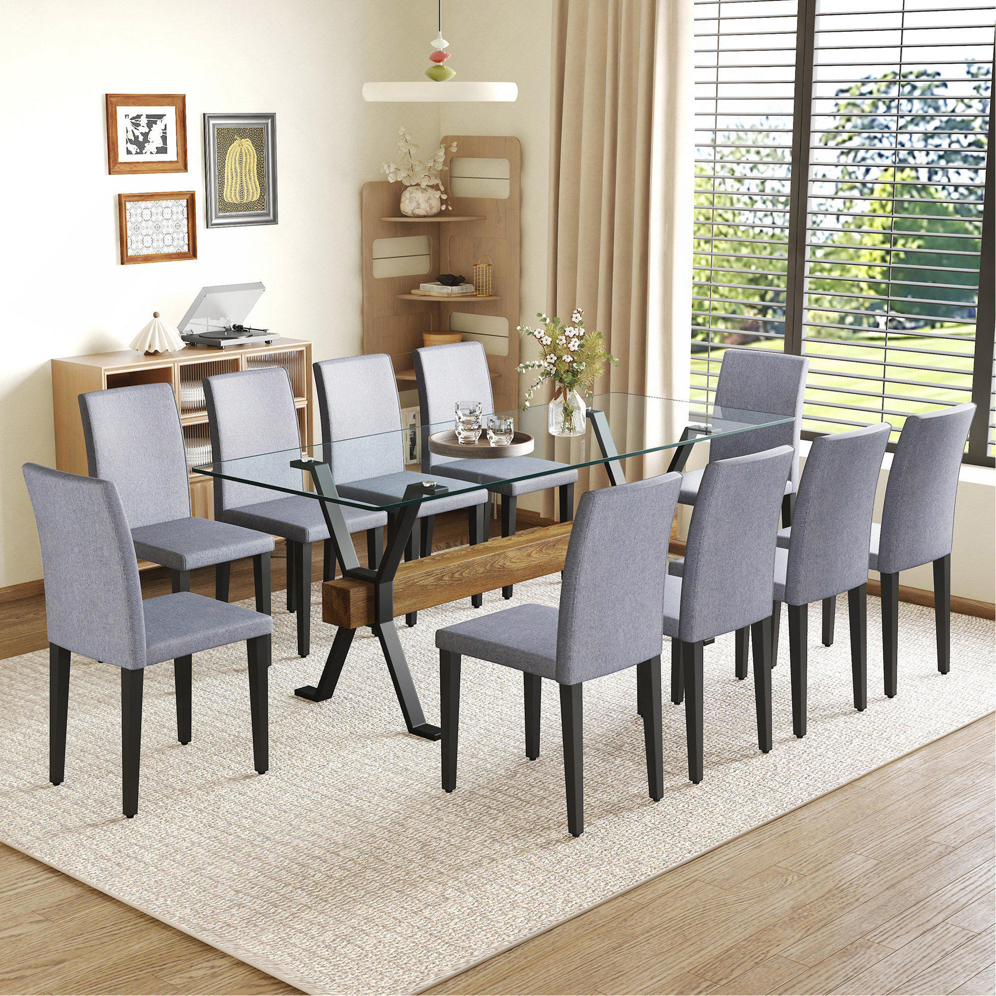 Hokku Designs Table And Chair Set.79"X31.5" Inch Tempered Glass ...