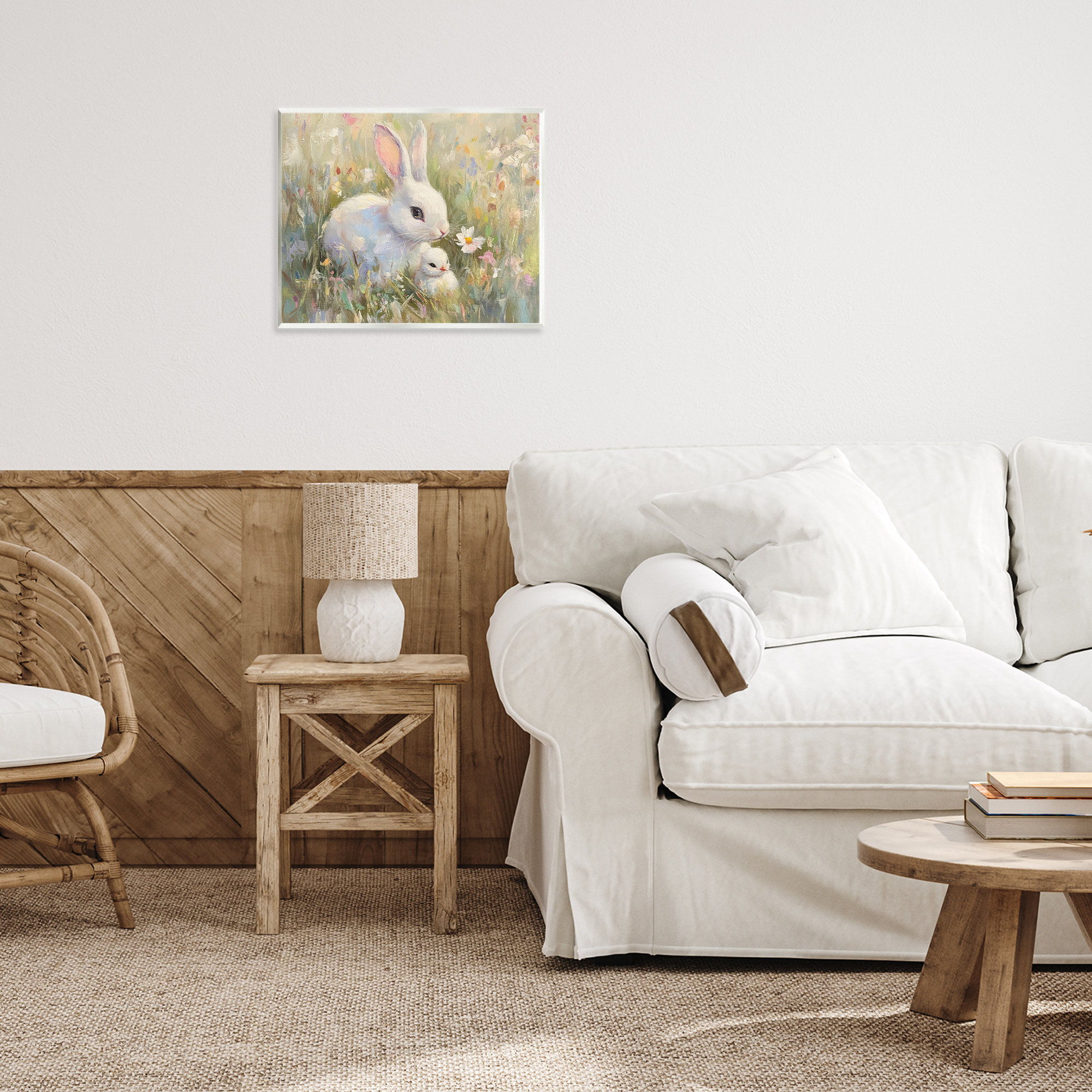 Ebern Designs White Rabbit Easter and Flowers Wall Plaque, design by ...
