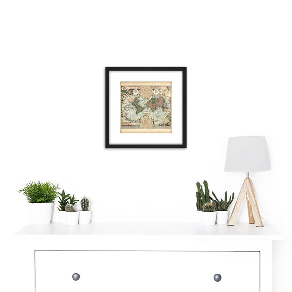 Breakwater Bay Map Antique Homann 1716 Earth Hemispheres Old Replica ...