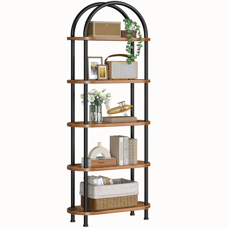 Mercer41 Shoreview 5 Tier Open Bookshelf Arched Etagere Bookcase | Wayfair