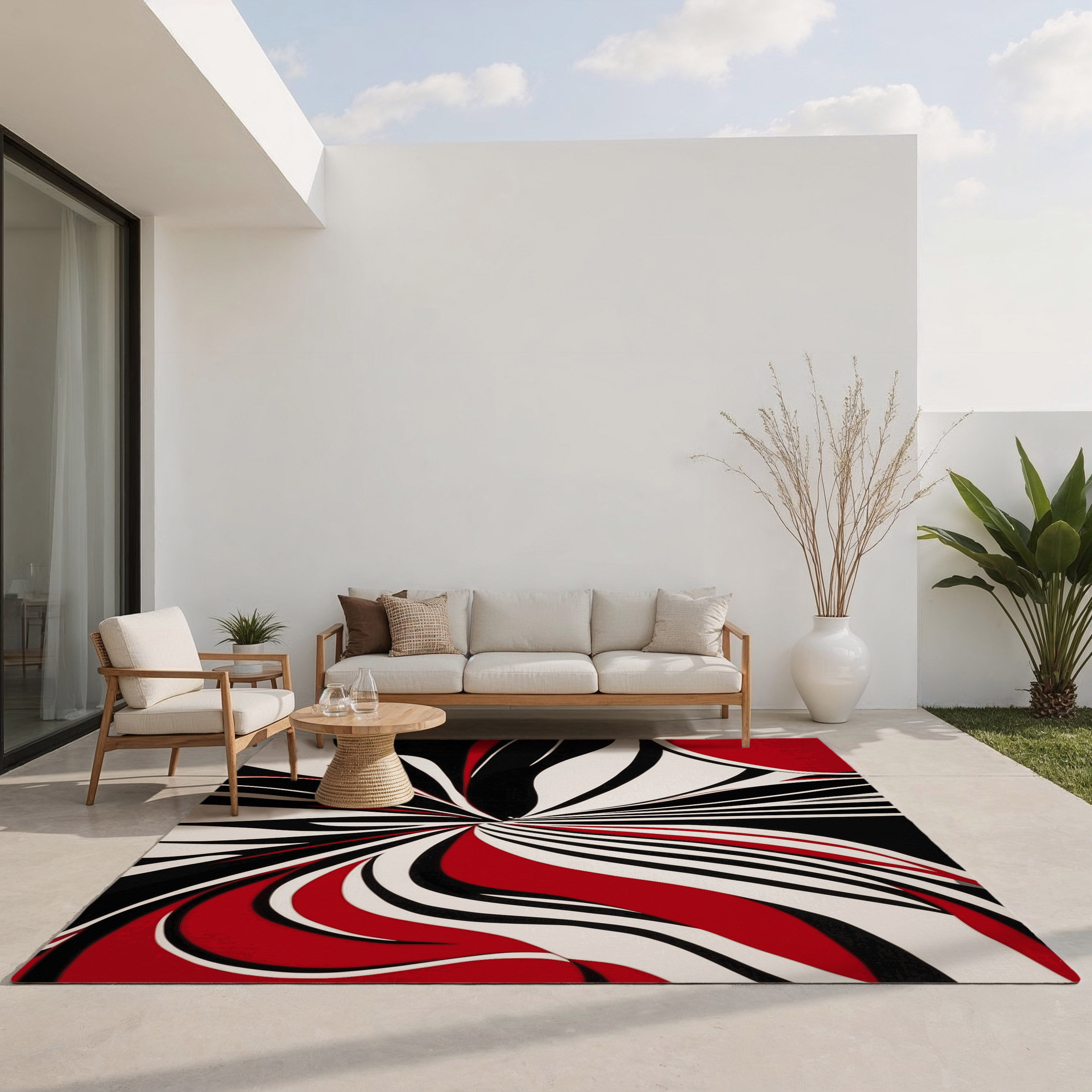 Wrought Studio™ Lunar Vortex Indoor And Outdoor Area Rug | Wayfair
