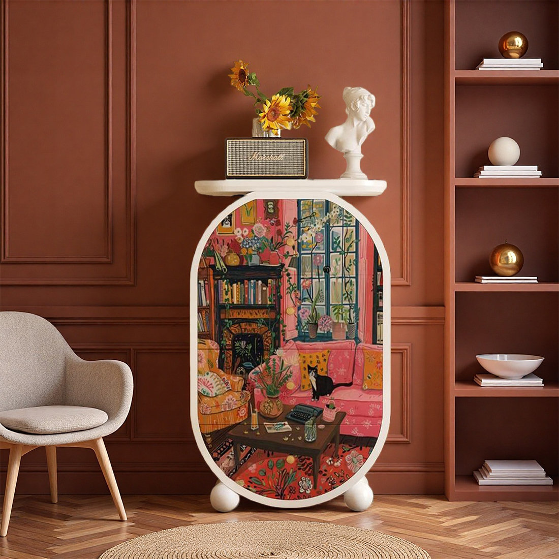 East Urban Home Ash Wood Oval Drawer Storage Cabinet - Wayfair Canada