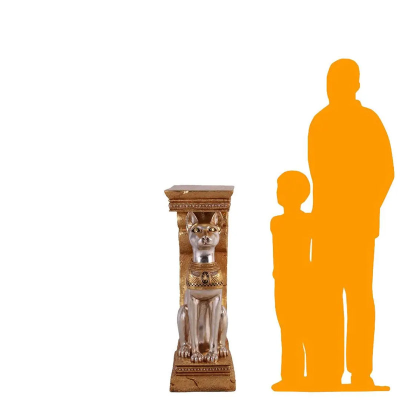 Bungalow Rose Egyptian Bastet Cat Pillar Life Size Statue | Wayfair