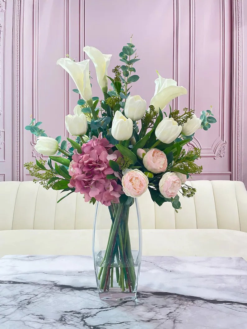 Flovery Lilies/Tulip Real Touch Artificial Flowers in Vase | Wayfair