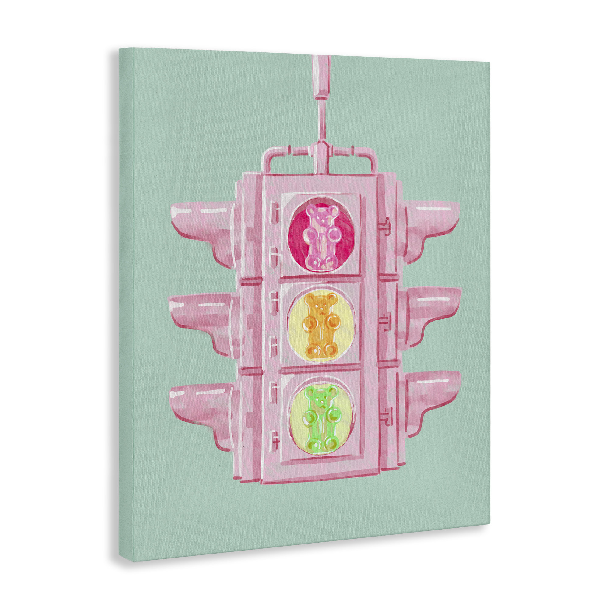 Zoomie Kids Candy Bears Traffic Light Canvas Wall Art by Ziwei Li | Wayfair
