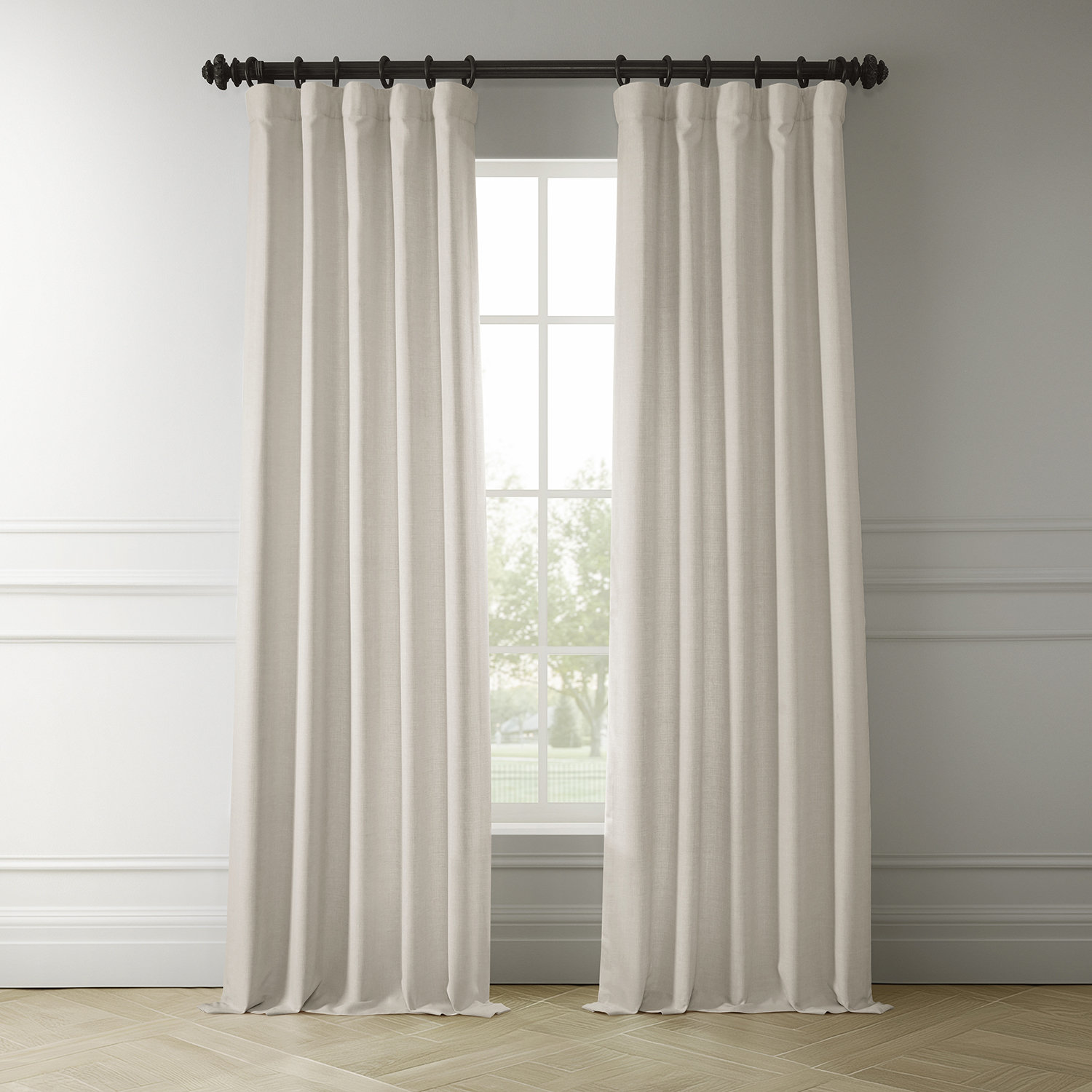 Latitude Run® Armita Italian Faux Linen Room Darkening Curtains for ...