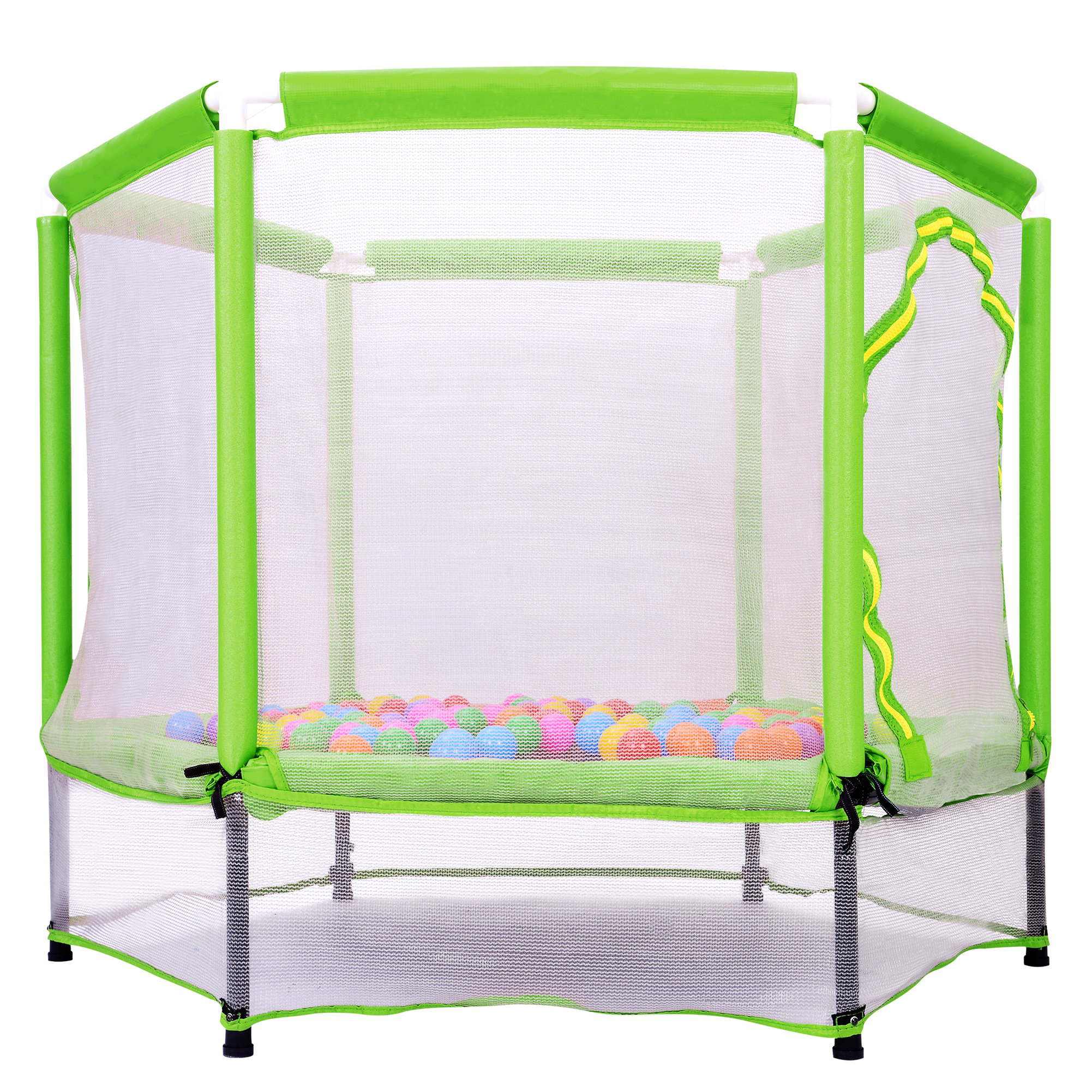 Creationstry Toddlers Trampoline with Safety Enclosure Net and Balls ...
