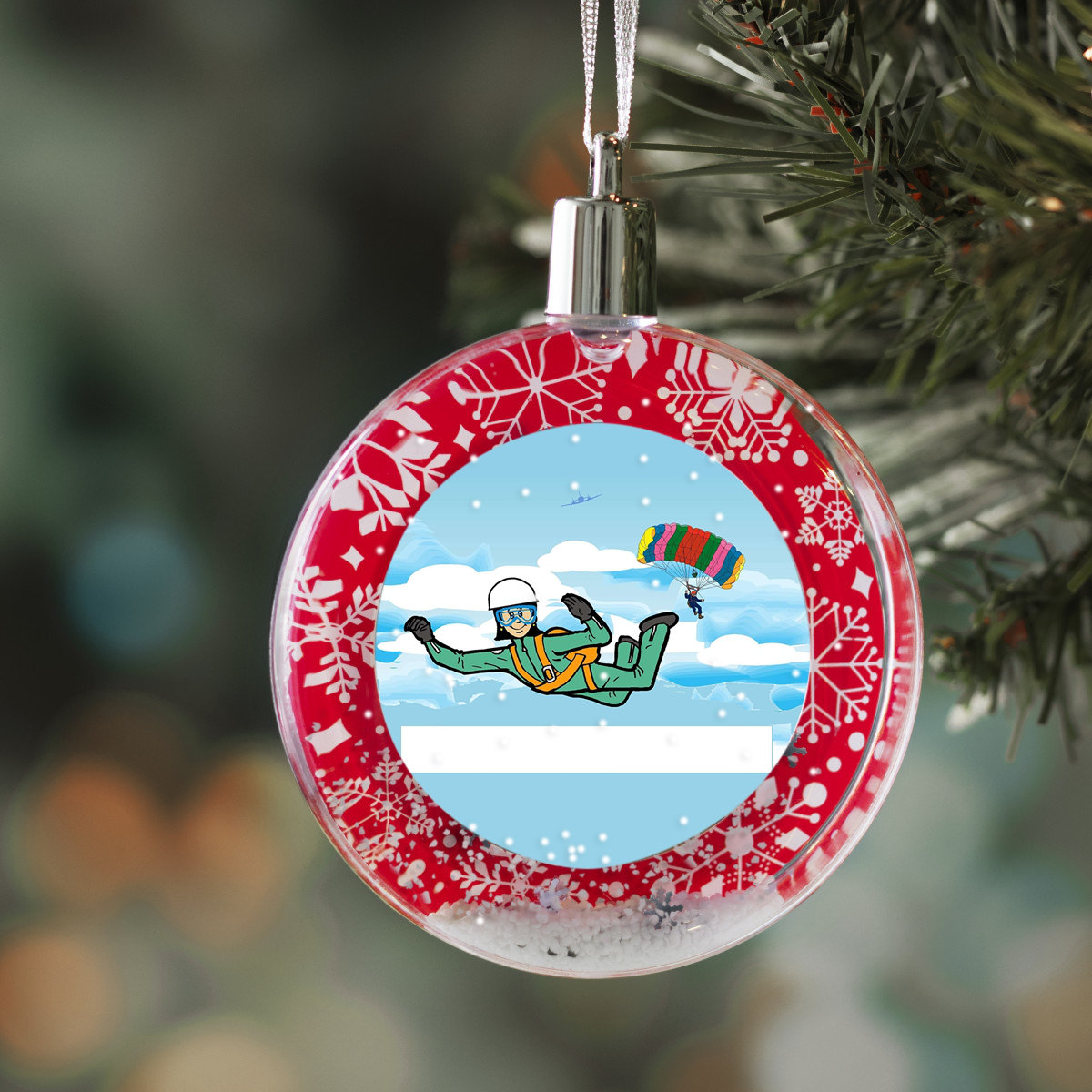 Printed Perfection Personalized Skydiving Female Christmas Snow Globe ...