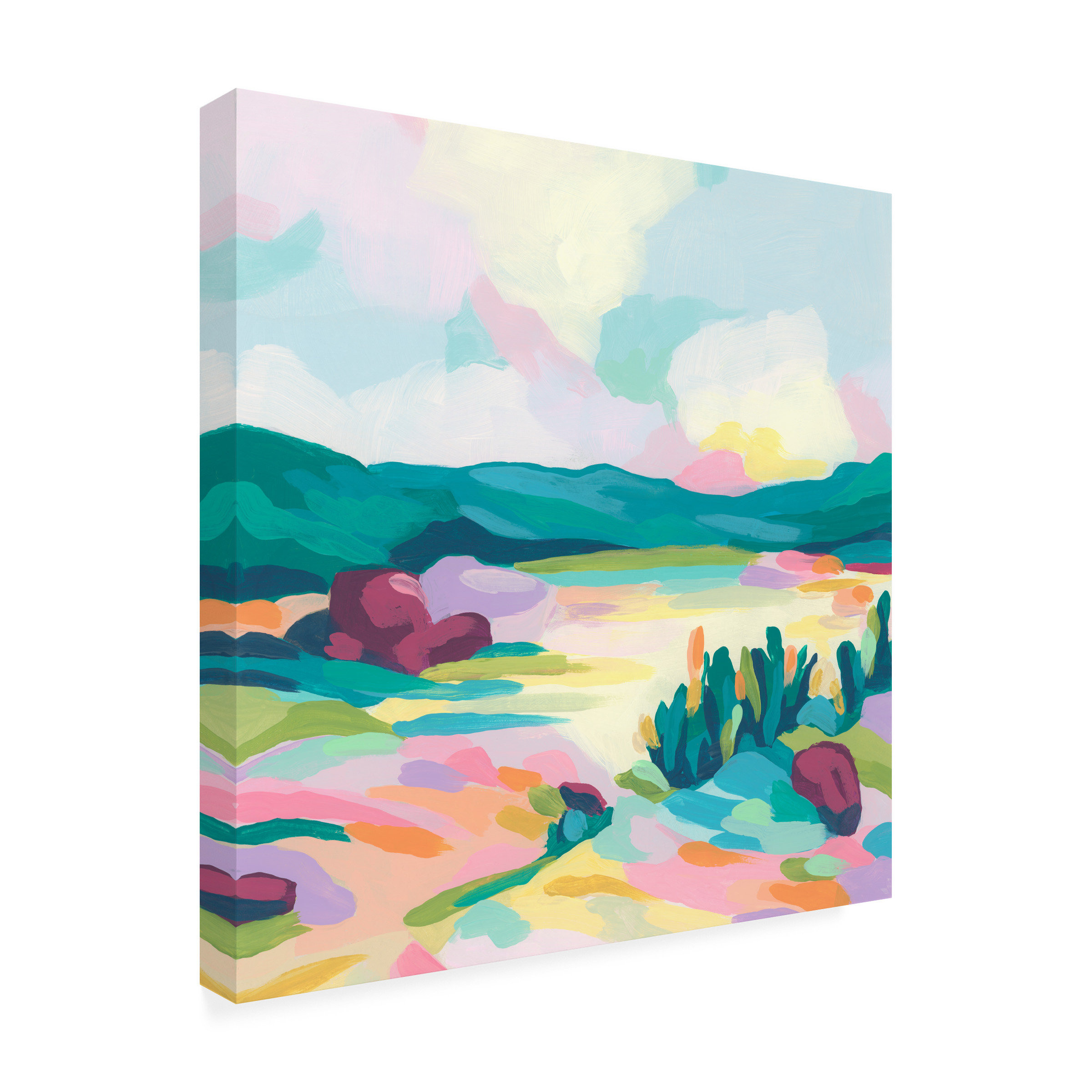 Winston Porter Maleika Pink Rock Valley II On Canvas Painting | Wayfair