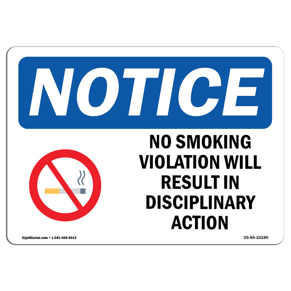 SignMission Notice No Smoking Violation Disciplinary Action Sign | Wayfair
