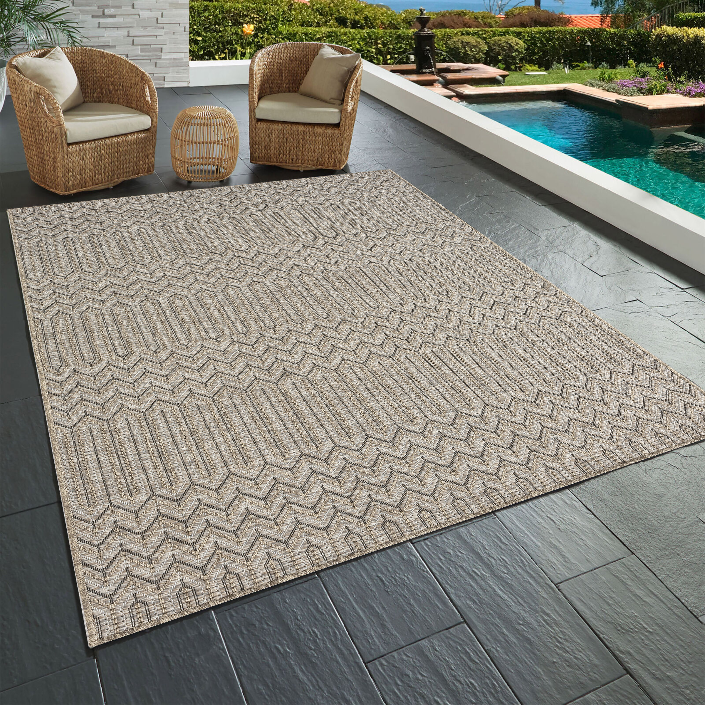 Union Rustic Hashrat Flatweave Faux Jute Tan/Natural Indoor/Outdoor Rug ...