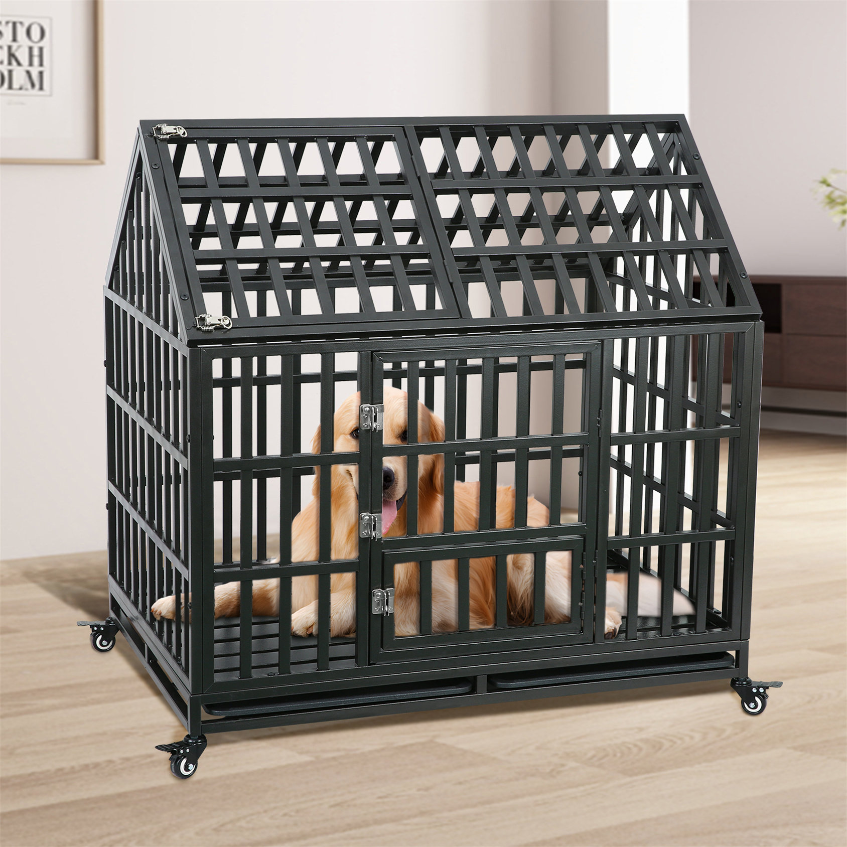 Tucker Murphy Pet™ Heavy Duty Dog Crates Metal Kennel And Crate With 4 ...