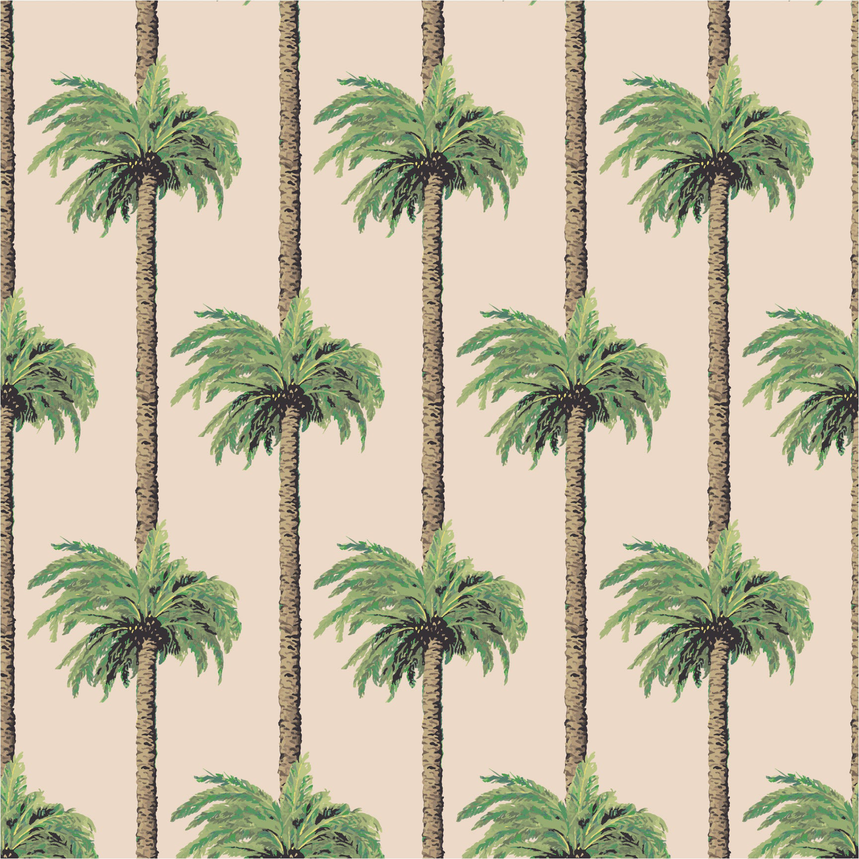 Mitchell Black Retro Tiki Palm Trees - Tan Wallpaper | Perigold