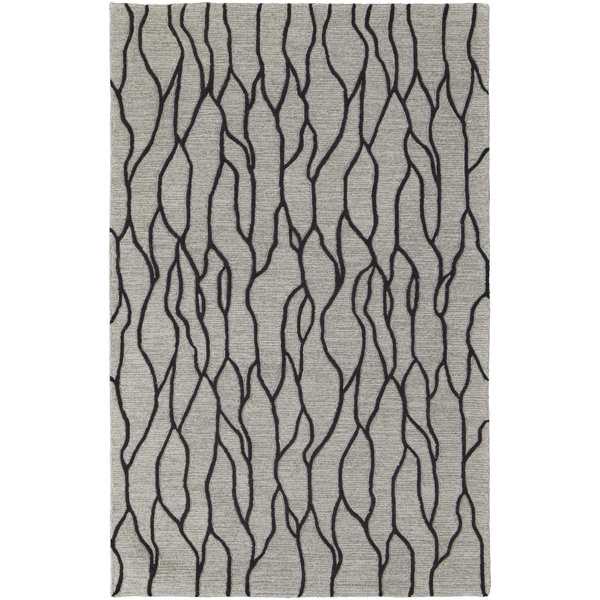 Union Rustic Kellisha Handmade Hand Tufted Wool Ivory/Black/Taupe Rug ...