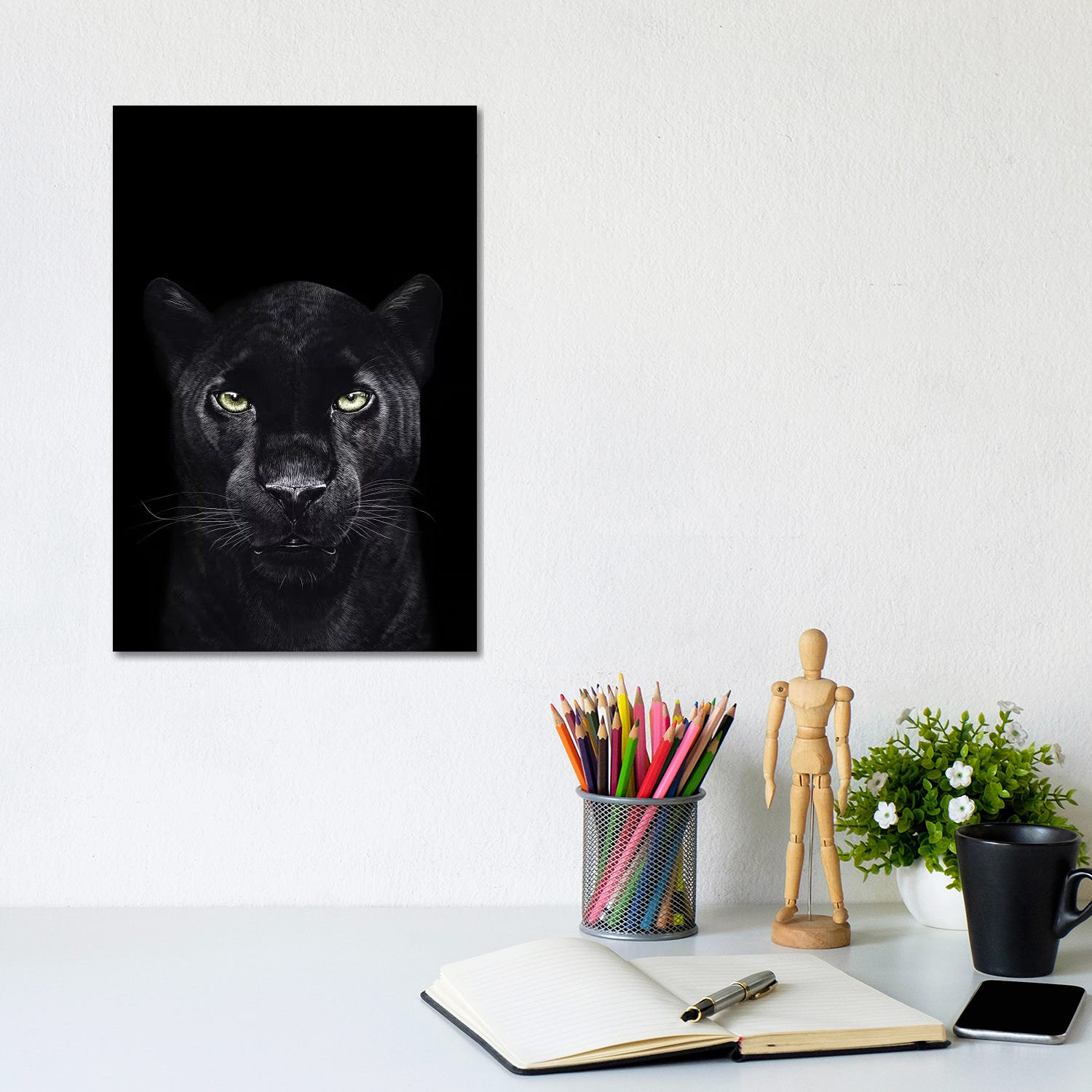 East Urban Home The Panther on Black by Valeriya Korenkova - Graphic ...