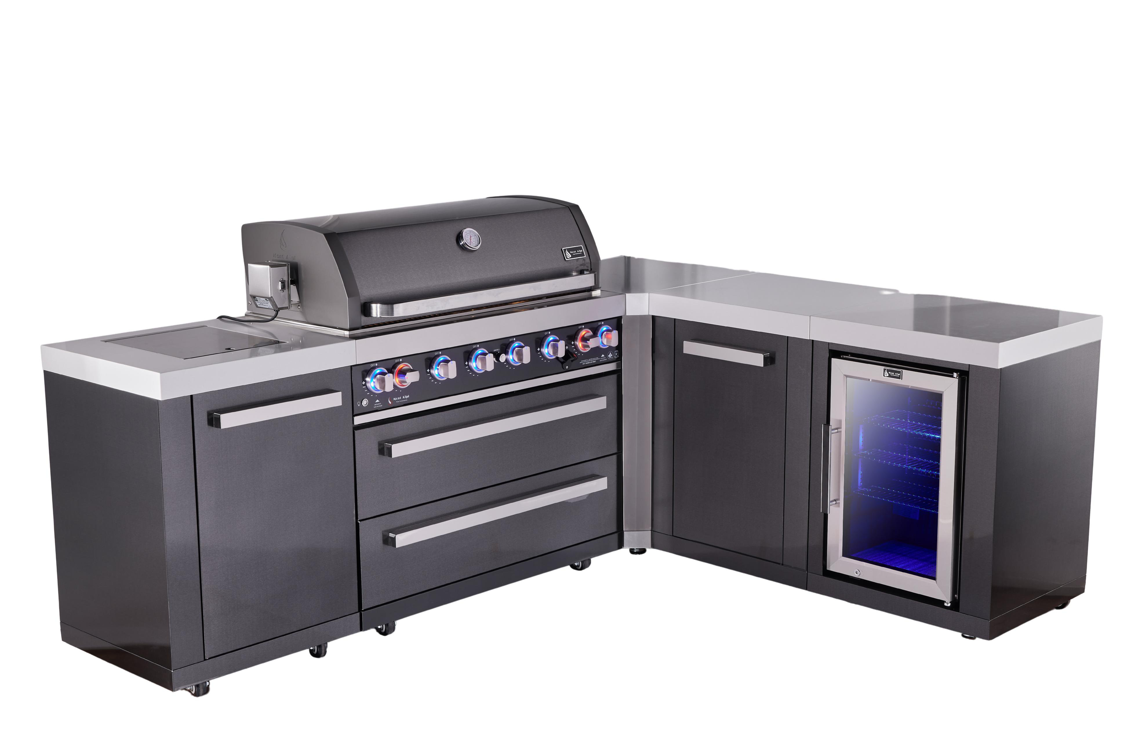 Mont Alpi Mai805-bss90fcxl 6-burner 94"x88" L-shaped Premium Black ...