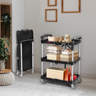 Winado Foldable 3-Tier Plastic Utility Carts In Black With Brake | Wayfair