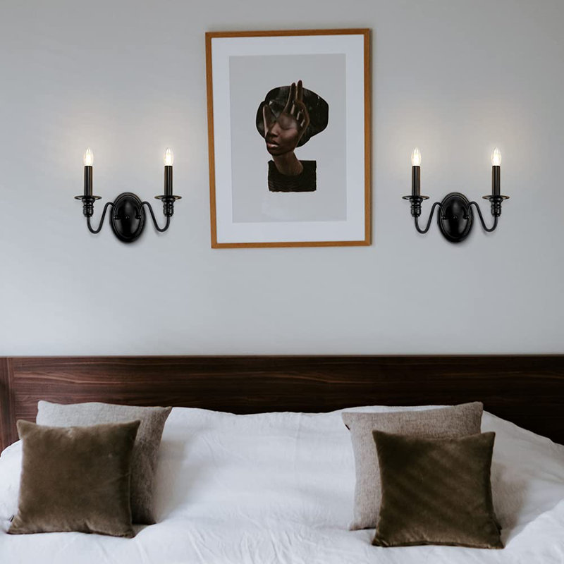 Charlton Home® 2 - Light Black Candle Wall Light Sconce & Reviews | Wayfair