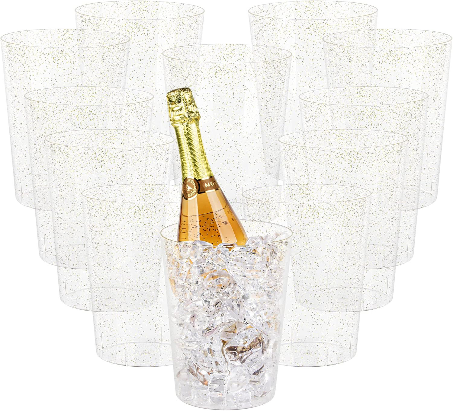 Mercer41 12 Pack Disposable Plastic Ice Bucket For Parties, Gold ...