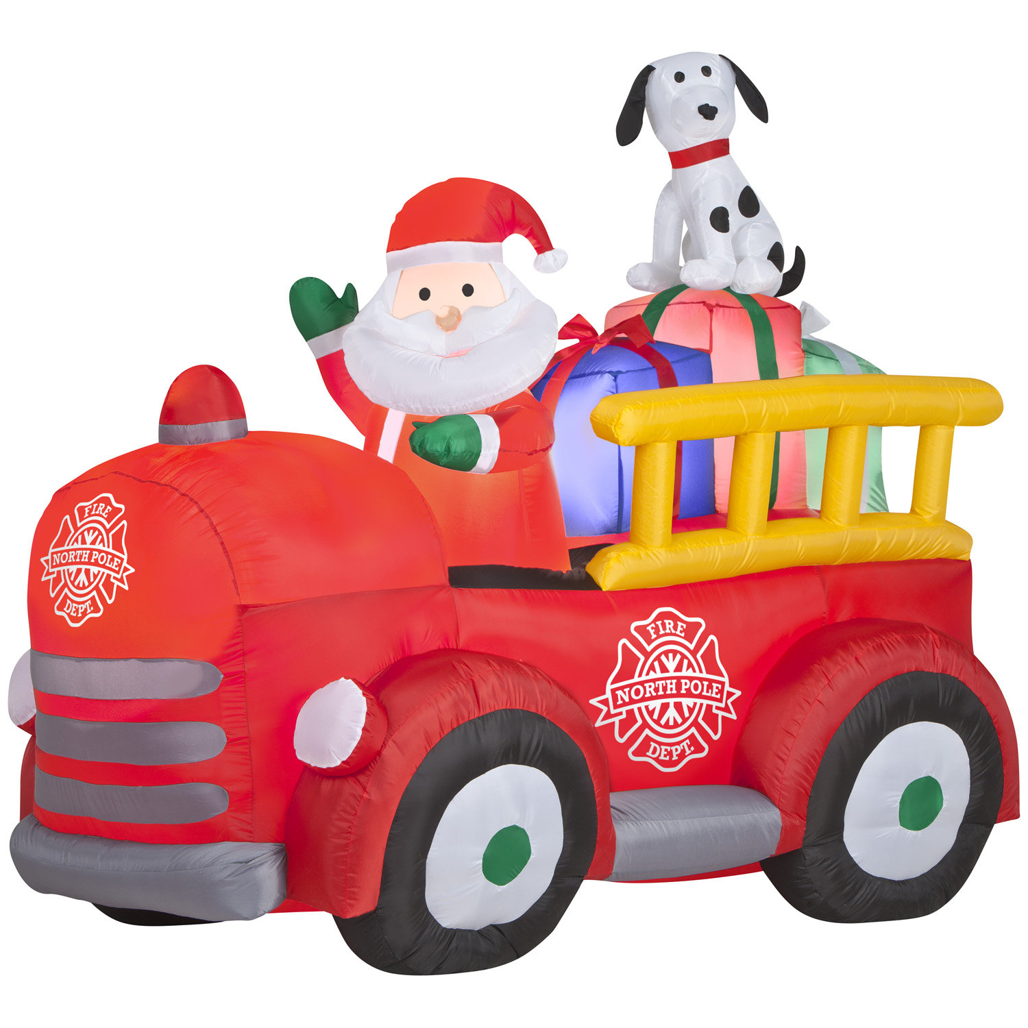 Gemmy Industries Christmas Inflatable Santa's Vintage Fire Truck | Wayfair