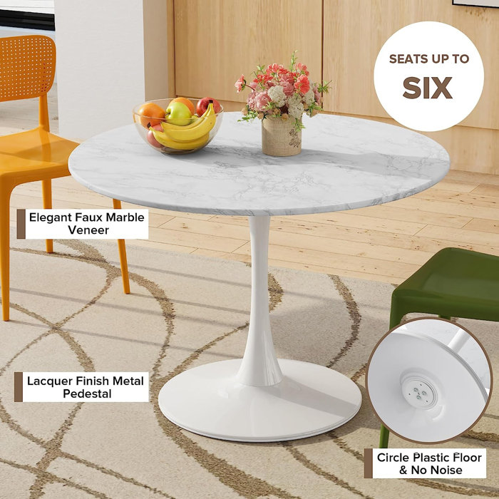 George Oliver Indars Round Metal Base Dining Table & Reviews | Wayfair