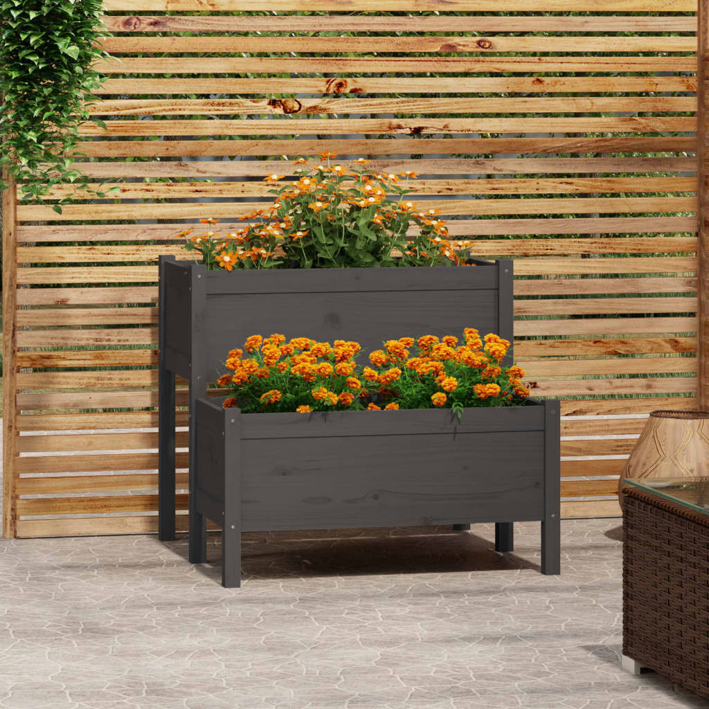 Lark Manor™ Planter Grey Solid Pine Wood Medium Planters Planter Square ...