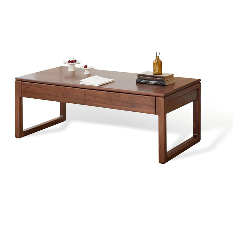 Furnire Lewi 47.24"Dark walnut Solid Wood Rectangular Coffee Table ...