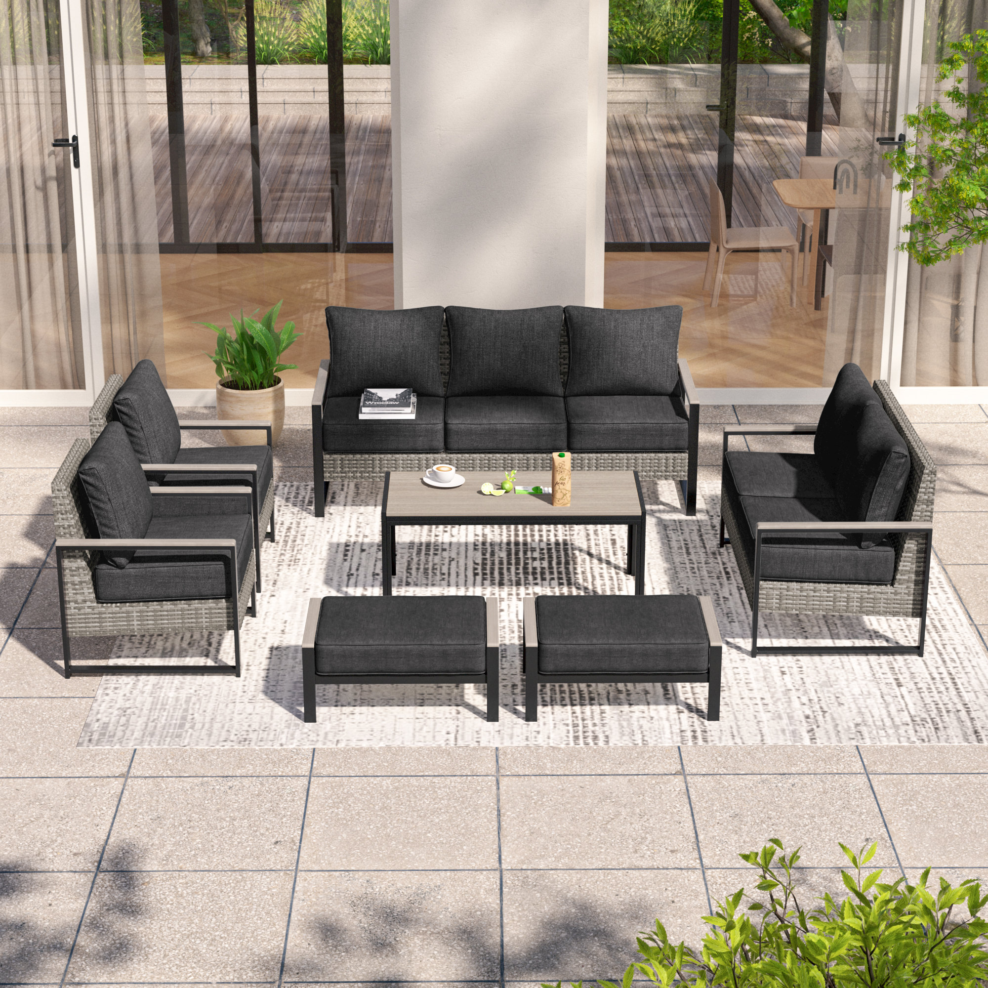 Causeway Bay 7 Piece Patio Conversation Sofa Set with Coffee Table ...