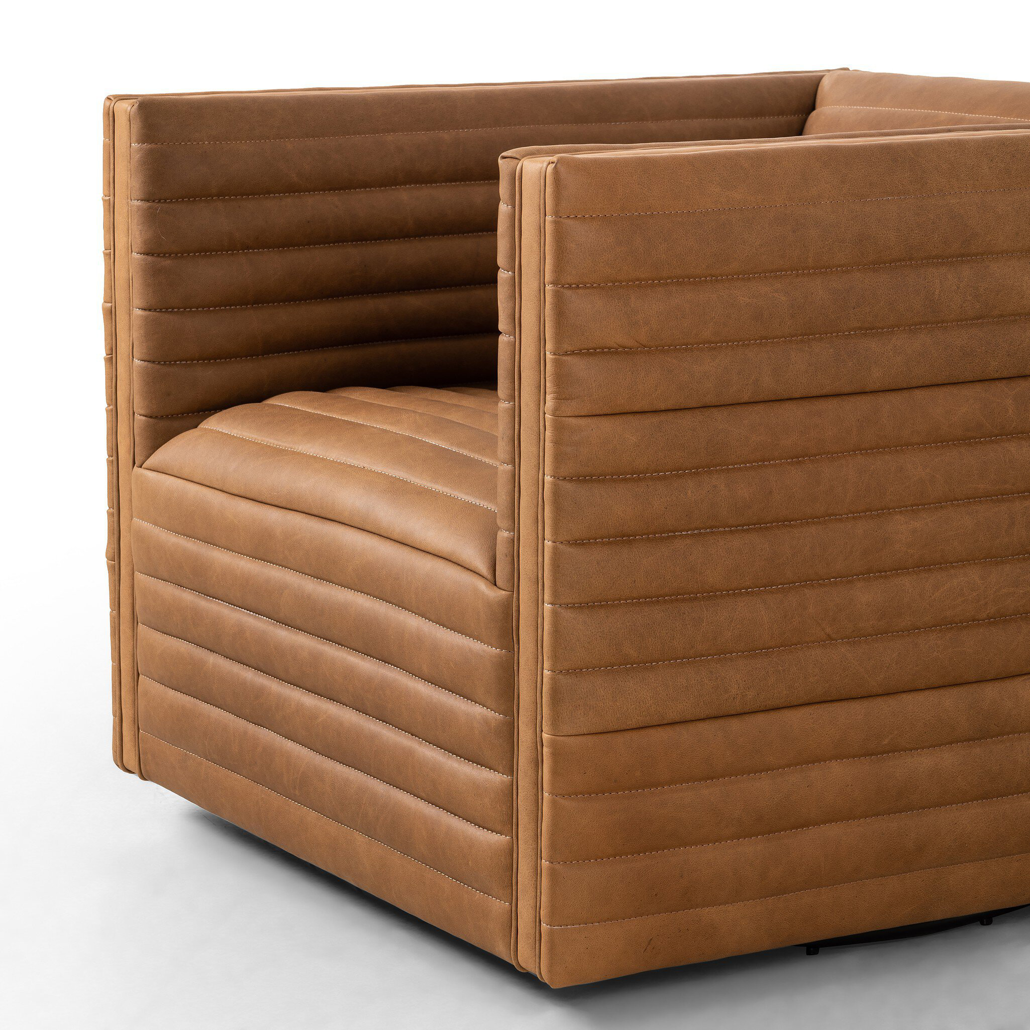 Hokku Designs Banasky Leather Swivel Barrel Chair | Wayfair