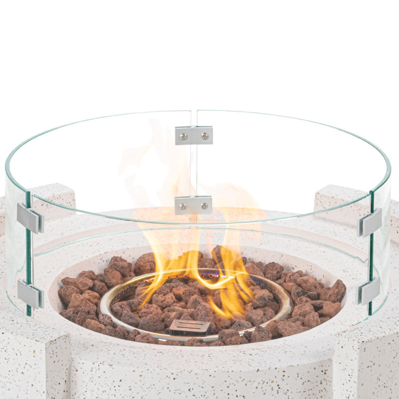 Wade Logan® Calzacorto Round Fire Pit Flame Guard (Glass) | Wayfair