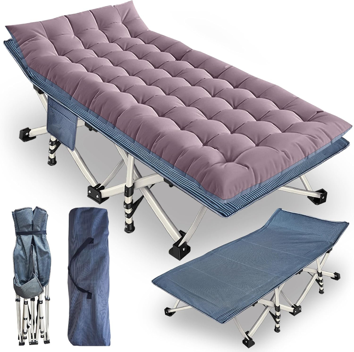 SIPIROT 79" x 32" x 18" Camping Cot with Mattress Oversize Width XXL ...