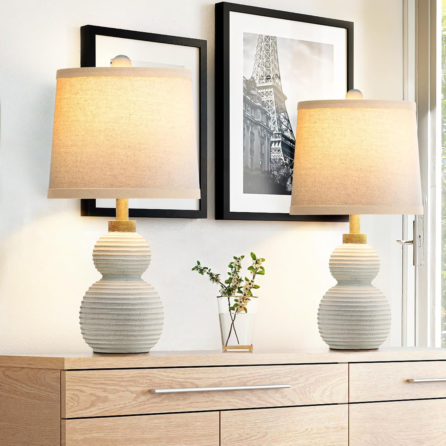 Corrigan Studio® Set Of 2 Small Rustic Table Lamps For Bedroom ...