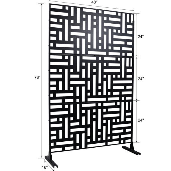 ArtisanArcade Metal Privacy Fence 76" H48" W - White For Patio, Balcony ...