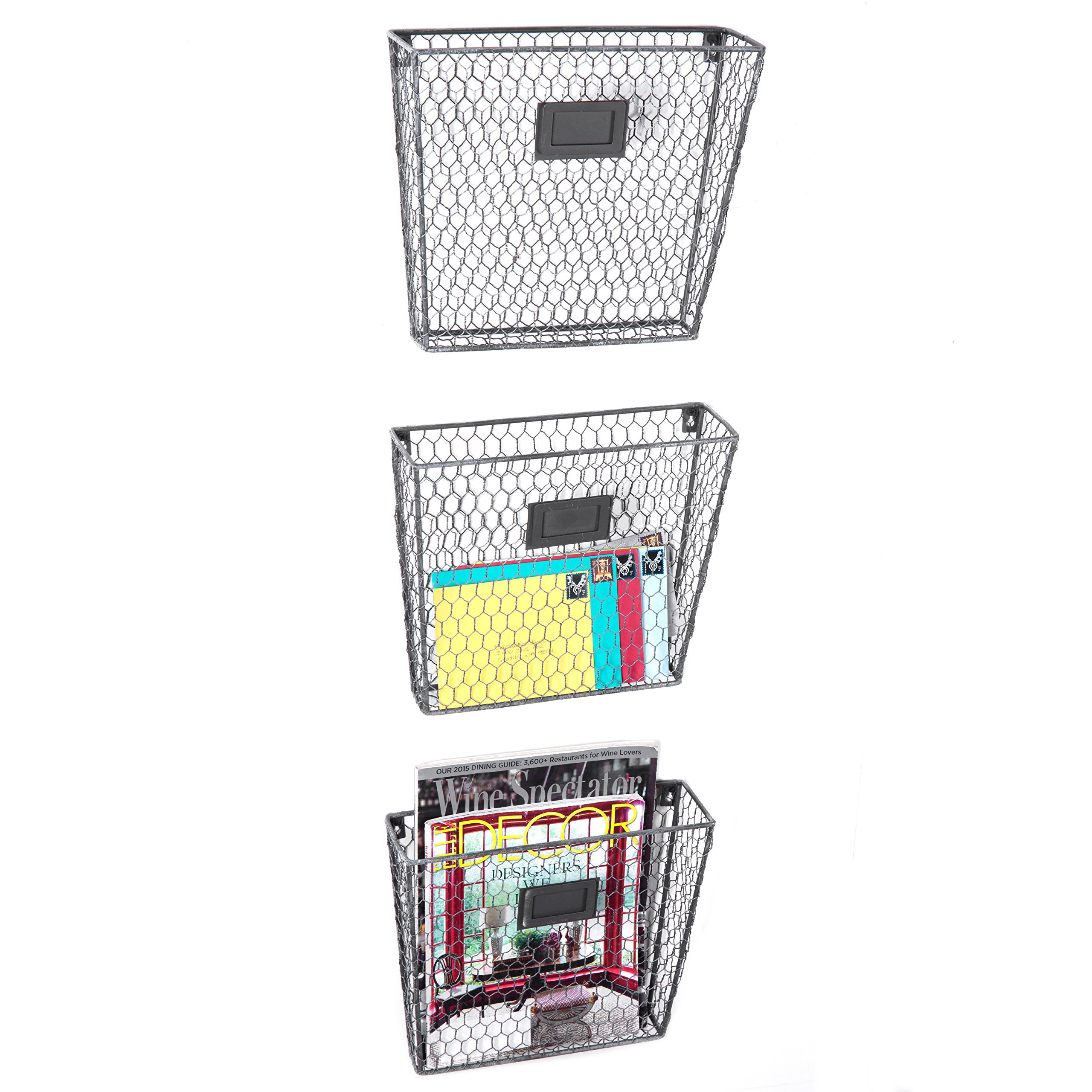 17 Stories Wall Mounted Wire Mail Rack And File Storage Organizer With ...