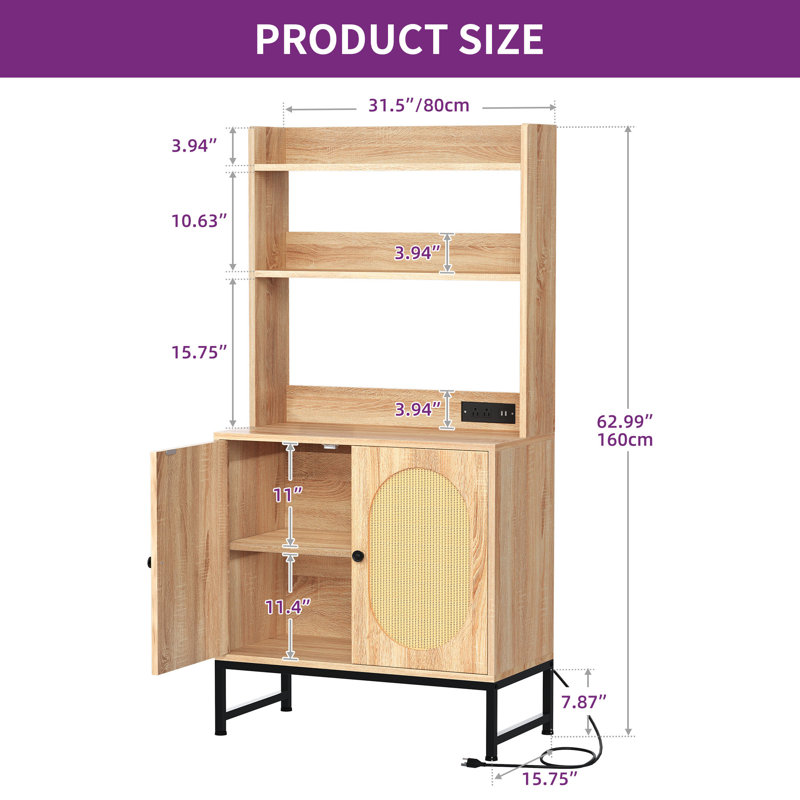 Beachcrest Home™ Mikel 31.5'' Wood Standard Baker's Rack with Microwave ...