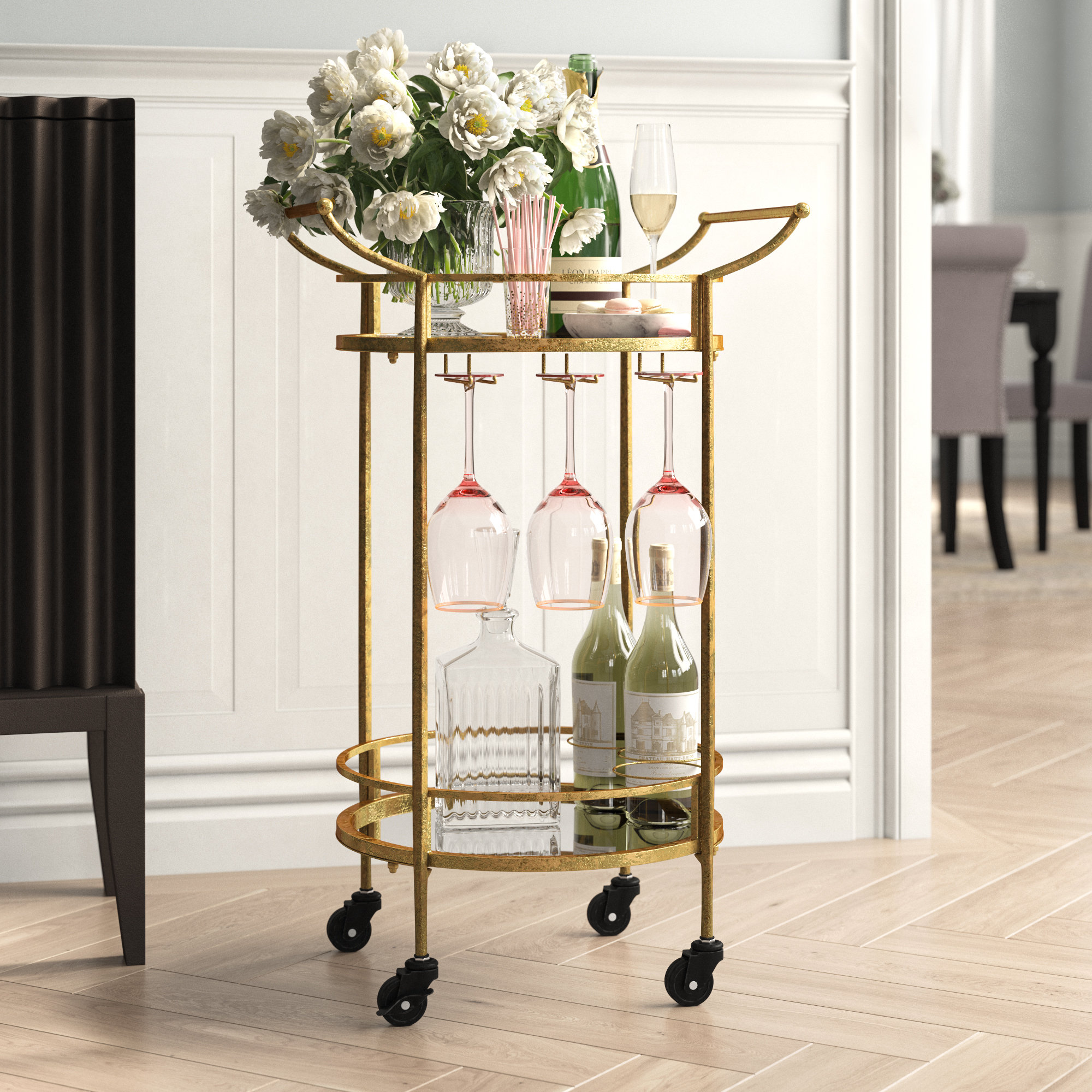 House of Hampton Round Metal Bar Cart & Reviews - Wayfair Canada