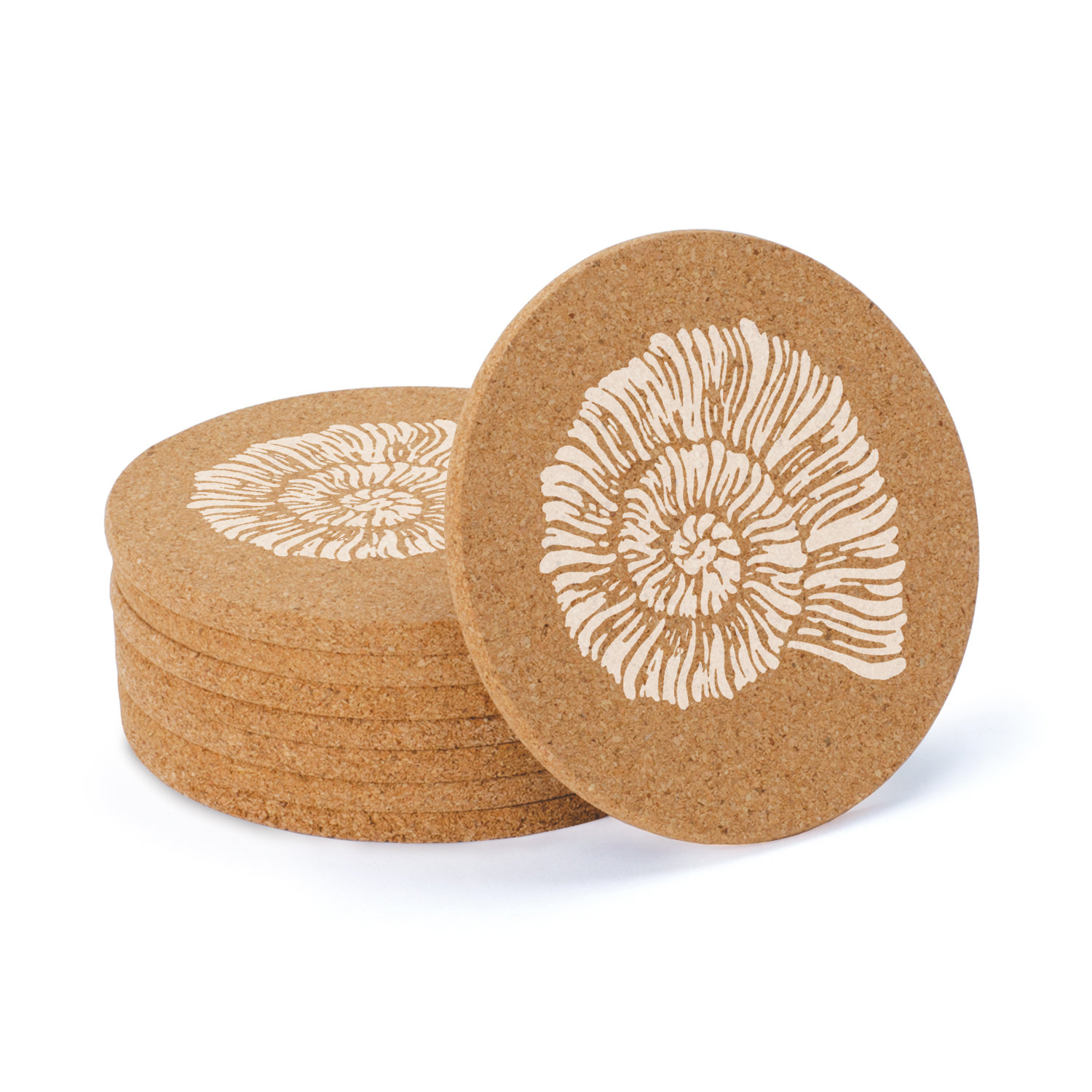 East Urban Home Thirstystone Sea Shell Thick Round Cork Coaster Set ...